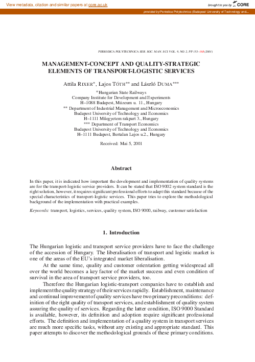 (PDF) Management-concept and quality-strategic elements of transport ...