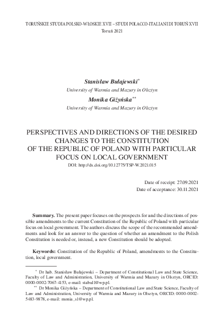 (PDF) Perspectives and directions of the desired changes to the ...
