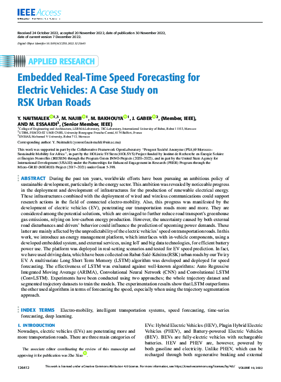 (PDF) Embedded Real-Time Speed Forecasting for Electric Vehicles: A Case Study on RSK Urban Roads