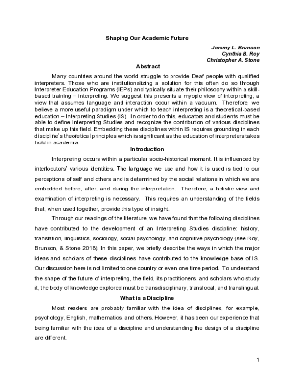 (PDF) Shaping our academic future