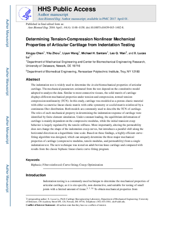 (PDF) Determining Tension–Compression Nonlinear Mechanical Properties ...