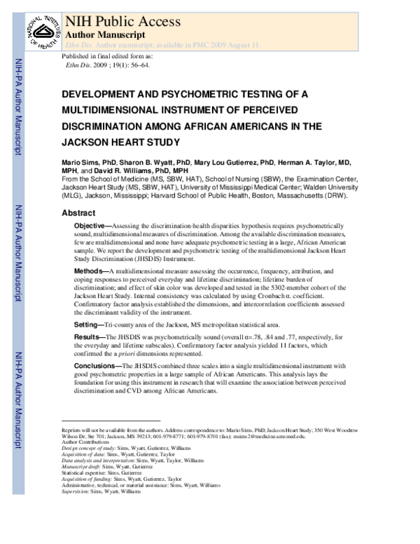 (PDF) Development and psychometric testing of a multidimensional ...
