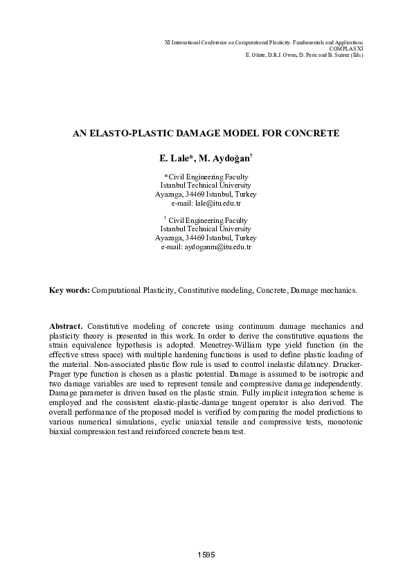 (PDF) An Elasto-Plastic Damage Model for Concrete