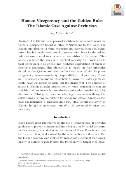 (PDF) Human Vicegerency and the Golden Rule: The Islamic Case Against ...