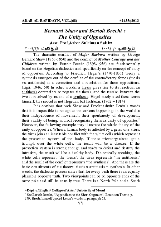 (PDF) Bernard Shaw and Bertolt Brecht : The Unity of Opposites