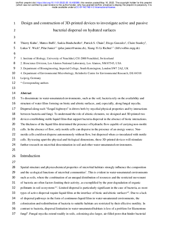 (PDF) Design and construction of 3D-printed devices to investigate active and passive bacterial ...