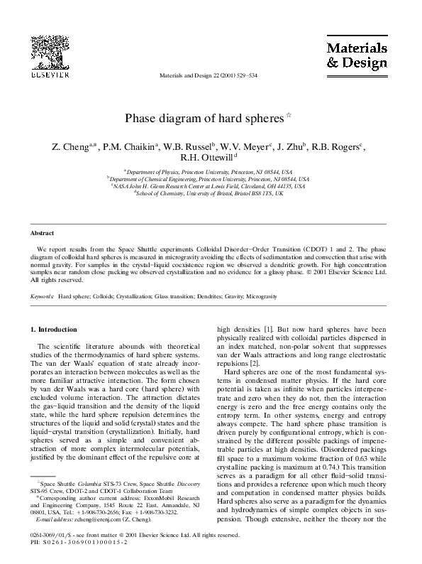 (PDF) Phase diagram of hard spheres
