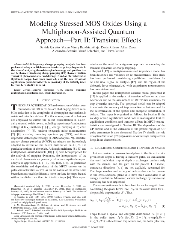 (PDF) Modeling Stressed MOS Oxides Using a Multiphonon-Assisted Quantum Approach—Part I ...