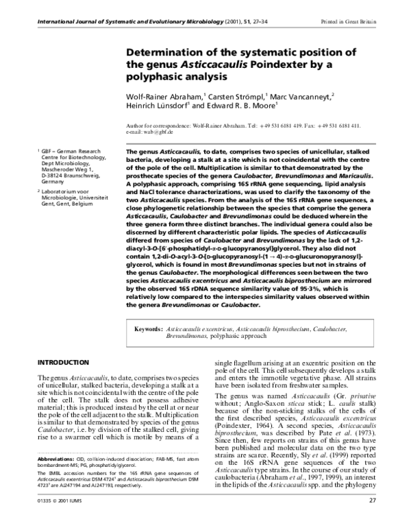 (PDF) Determination of the systematic position of the genus ...