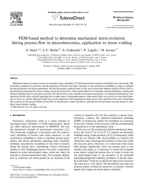 (PDF) FEM-based method to determine mechanical stress evolution during ...