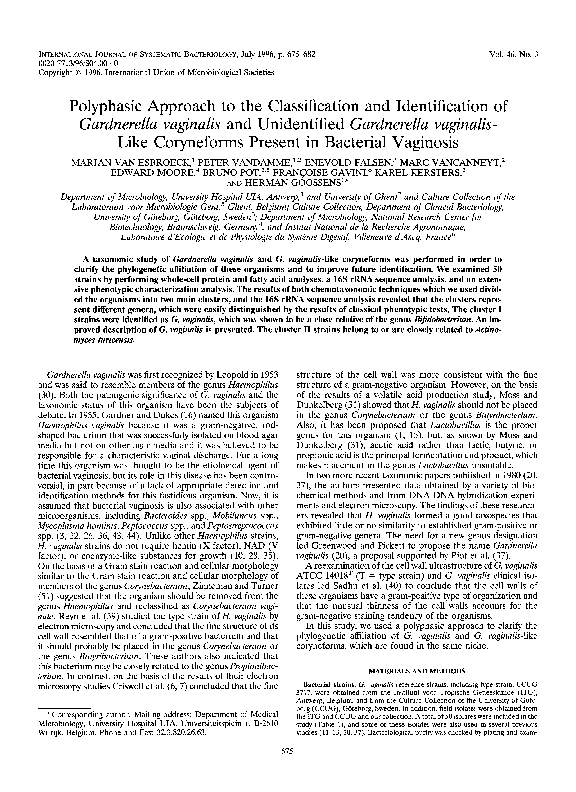 (PDF) Polyphasic Approach to the Classification and Identification of ...