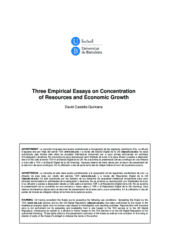 (PDF) Three Empirical Essays on Concentration of Resources and Economic ...