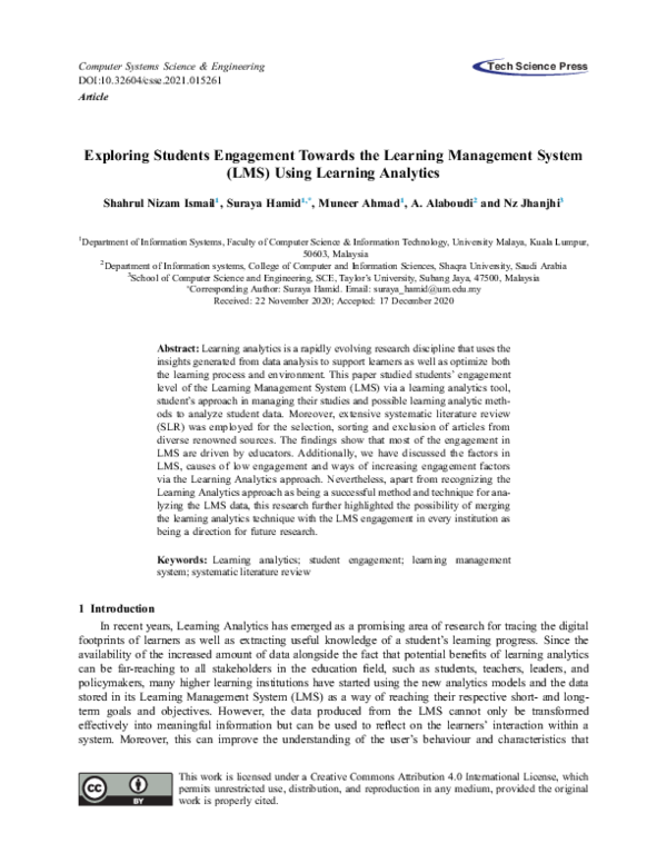 (PDF) Students' Engagement in LMS via Learning Analytics