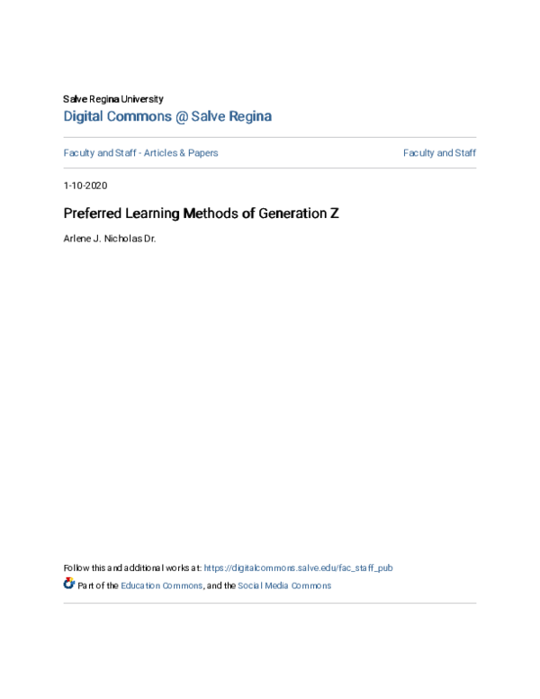 (PDF) Preferred Learning Methods of Generation Z