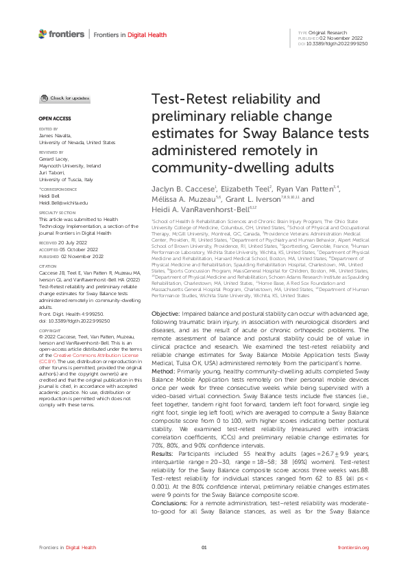 (PDF) Test-Retest reliability and preliminary reliable change estimates ...