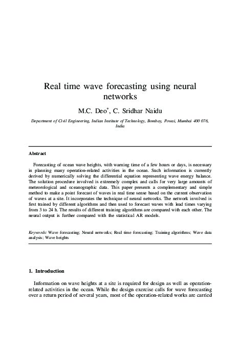 (PDF) Real time wave forecasting using neural networks