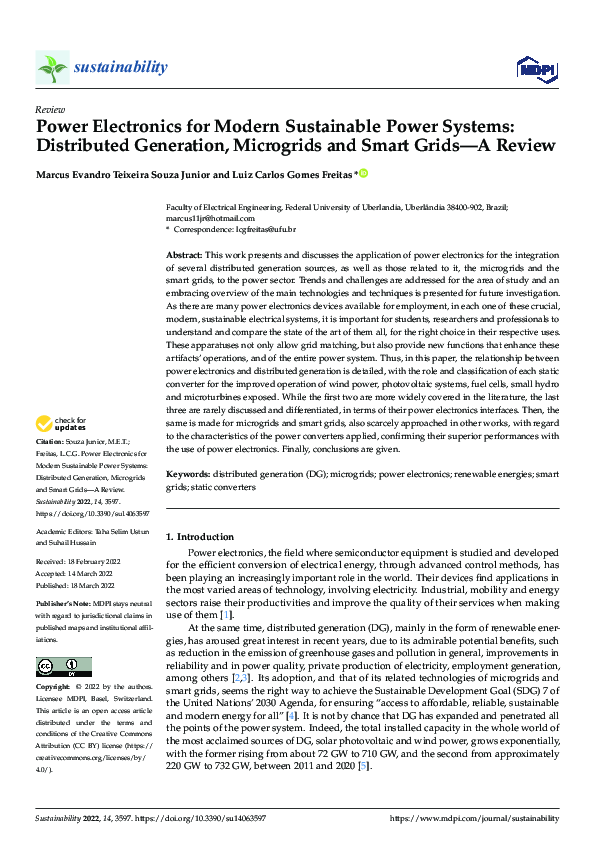 (PDF) Power Electronics for Modern Sustainable Power Systems: Distributed Generation, Microgrids ...