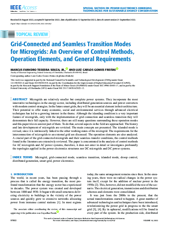 Pdf Grid Connected And Seamless Transition Modes For Microgrids An