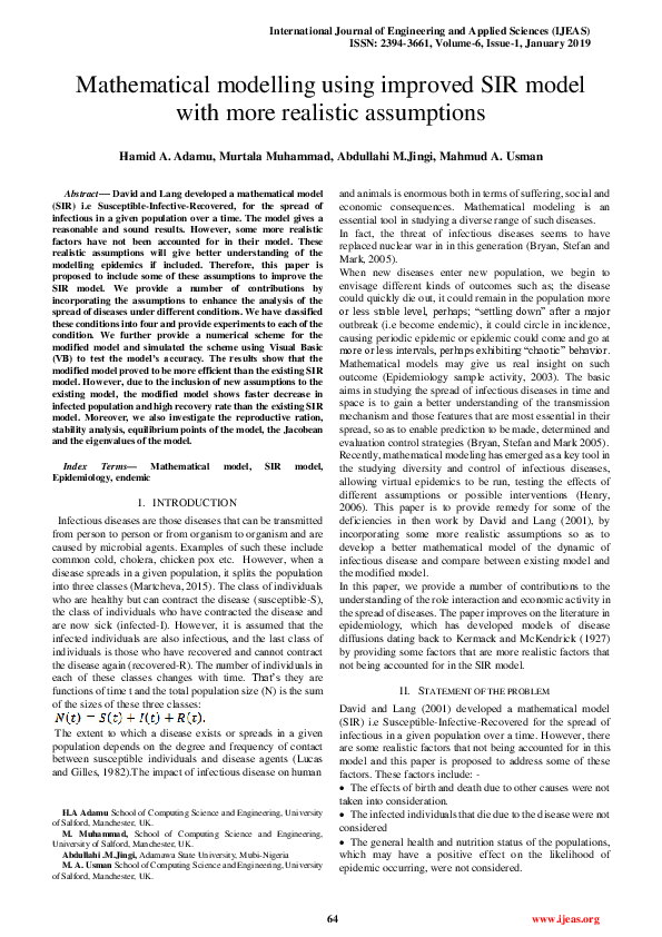 (PDF) Mathematical modelling using improved SIR model with more ...