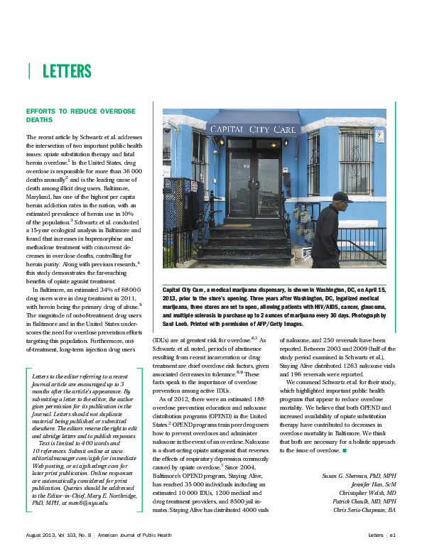 (PDF) Efforts to Reduce Overdose Deaths