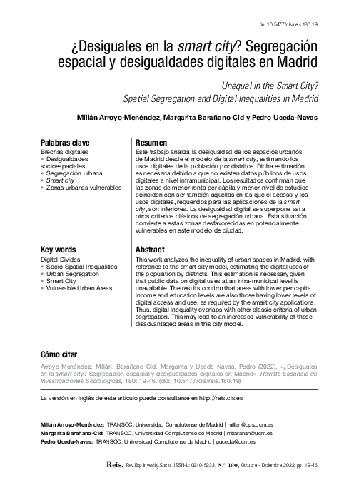 (PDF) ¿Desiguales en la smart city? Segregación espacial y desigualdades digitales en Madrid ...