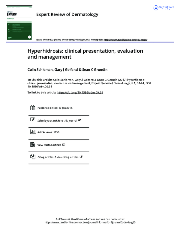 (PDF) Hyperhidrosis: clinical presentation, evaluation and management
