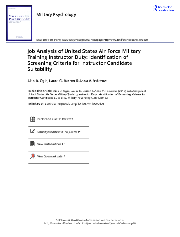 (PDF) Job analysis of United States Air Force military training ...