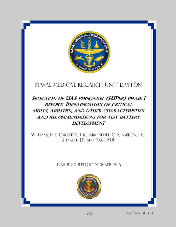 (PDF) Selection of UAS Personnel (SUPer) Phase I Report: Identification ...