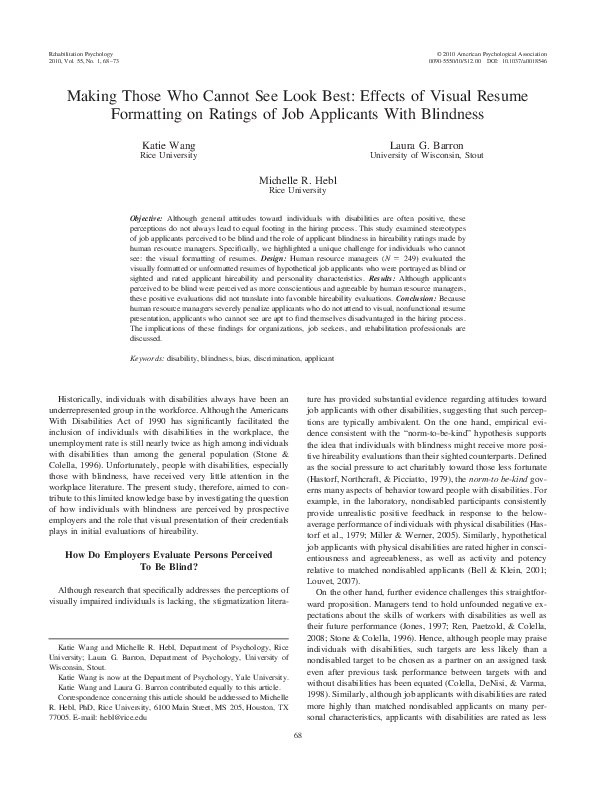 (PDF) Making those who cannot see look best: Effects of visual resume ...