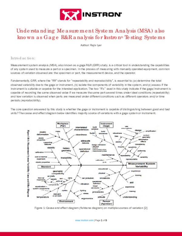 (PDF) Understanding Measurement System Analysis ( MSA ) also known as ...