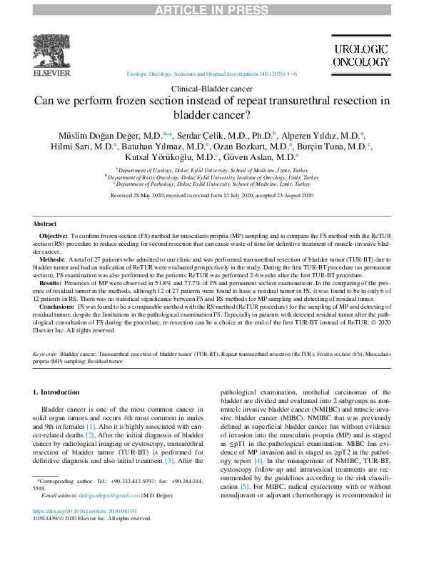 (PDF) Can we perform frozen section instead of repeat transurethral ...