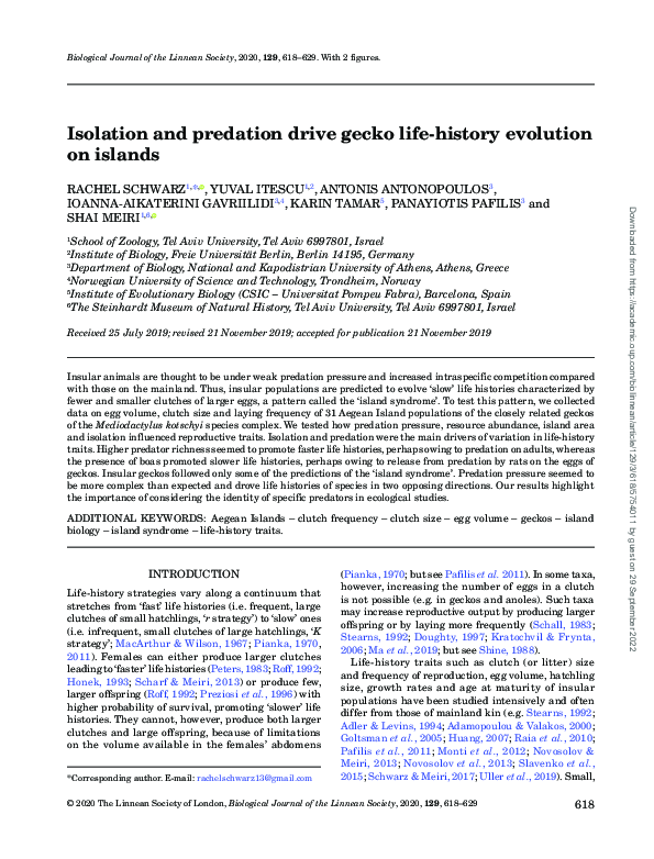 (PDF) Isolation and predation drive gecko life-history evolution on islands