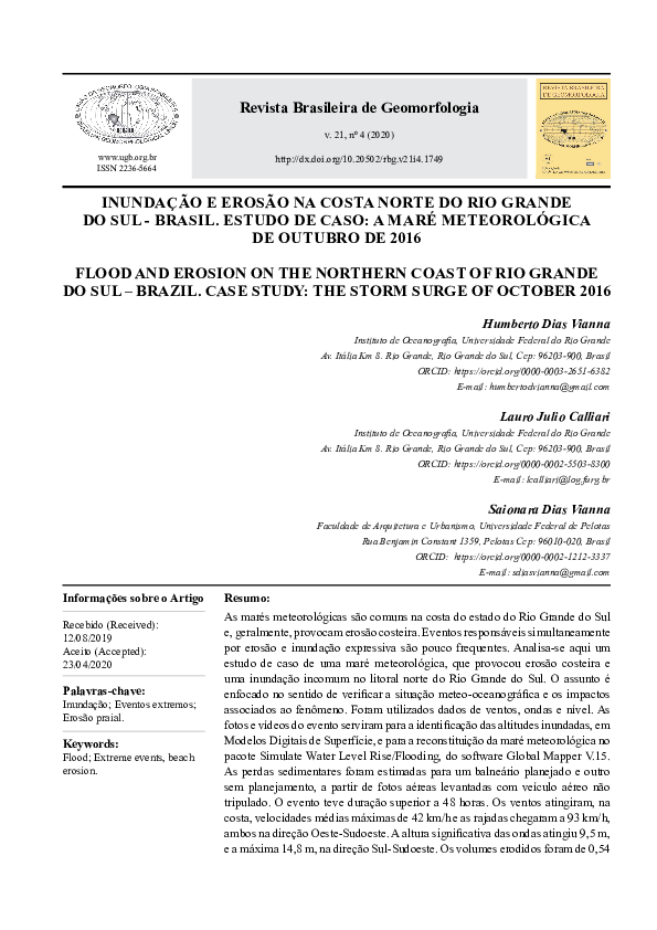 (PDF) Inundação e Erosão Na Costa Norte Do Rio Grande Do Sul - Brasil ...