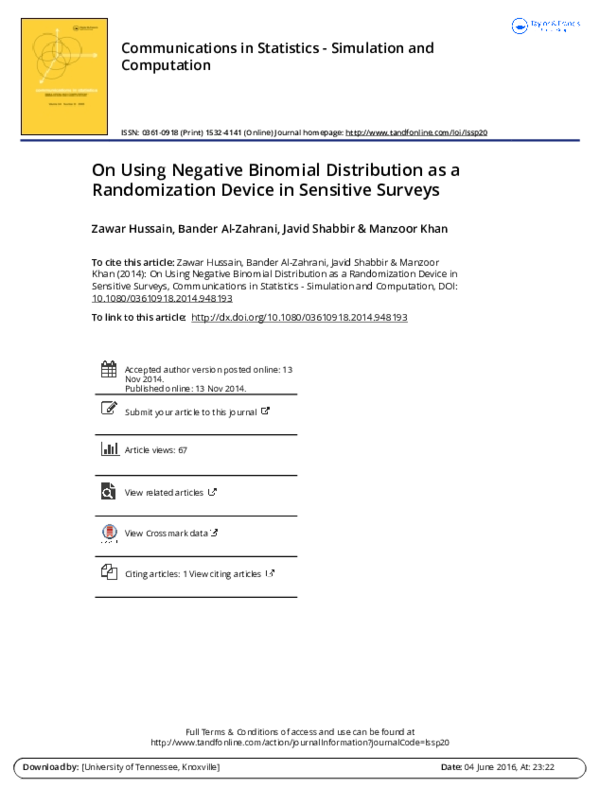 Pdf On Using Negative Binomial Distribution As A Randomization Device