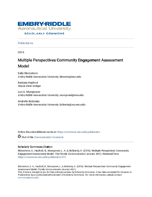 (PDF) Multiple Perspectives Community Engagement Assessment Model
