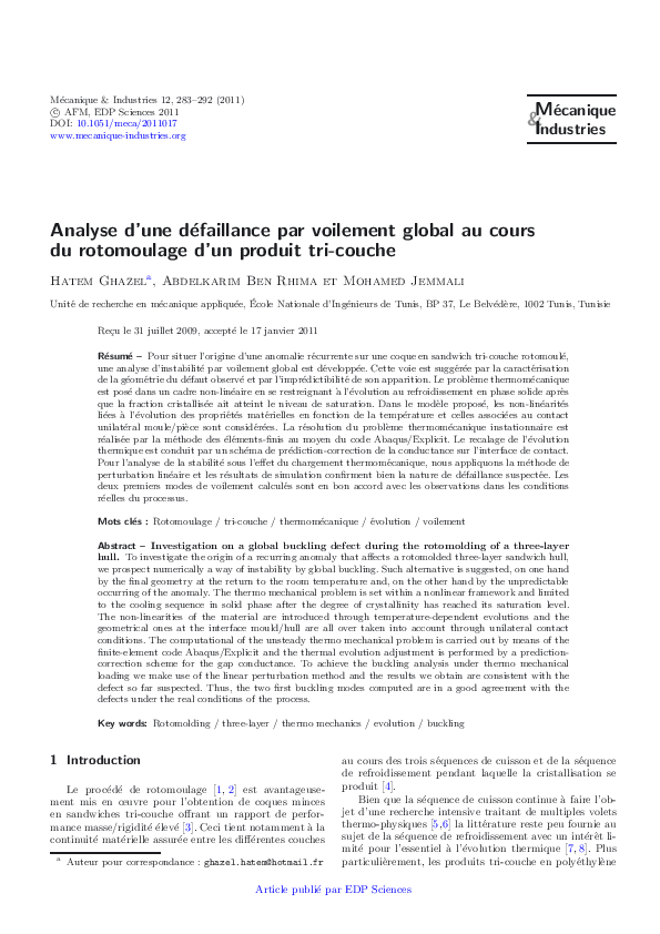 (PDF) Analyse d’une défaillance par voilement global au cours du ...
