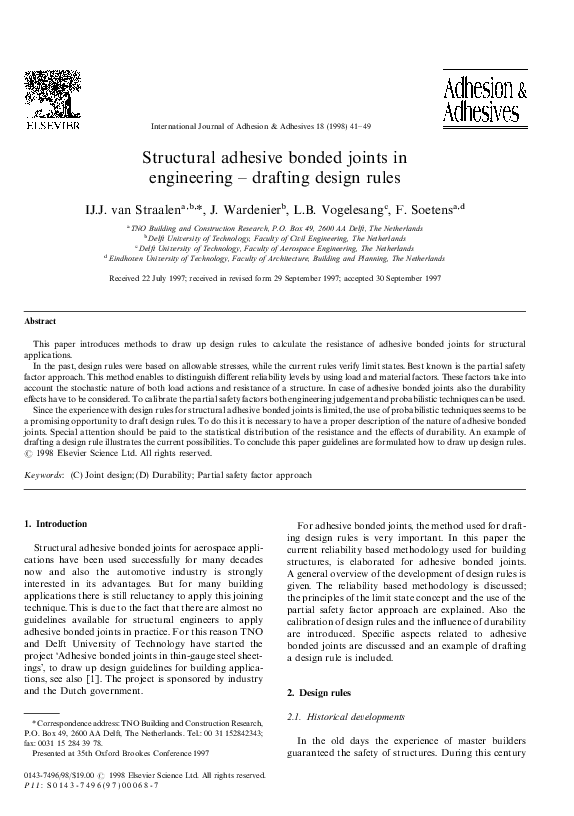 (PDF) Structural adhesive bonded joints in engineering – drafting ...