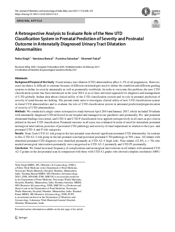 (PDF) A Retrospective Analysis to Evaluate Role of the New UTD ...