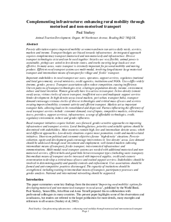 (PDF) Motorised and Non-Motorised Transport