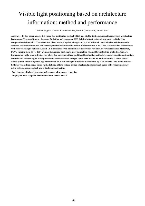 (PDF) Visible light positioning based on architecture information: Method and performance