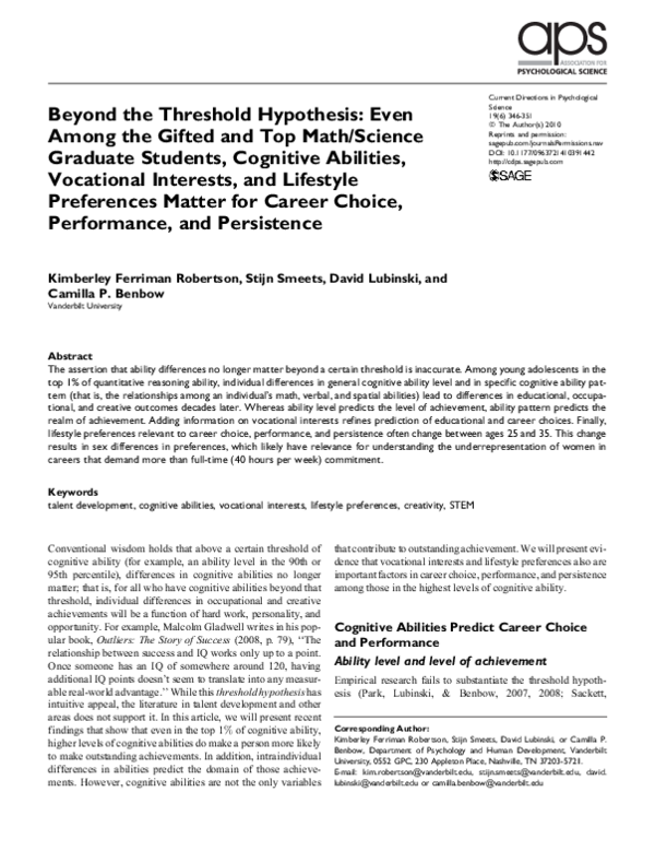 (PDF) Beyond the Threshold Hypothesis