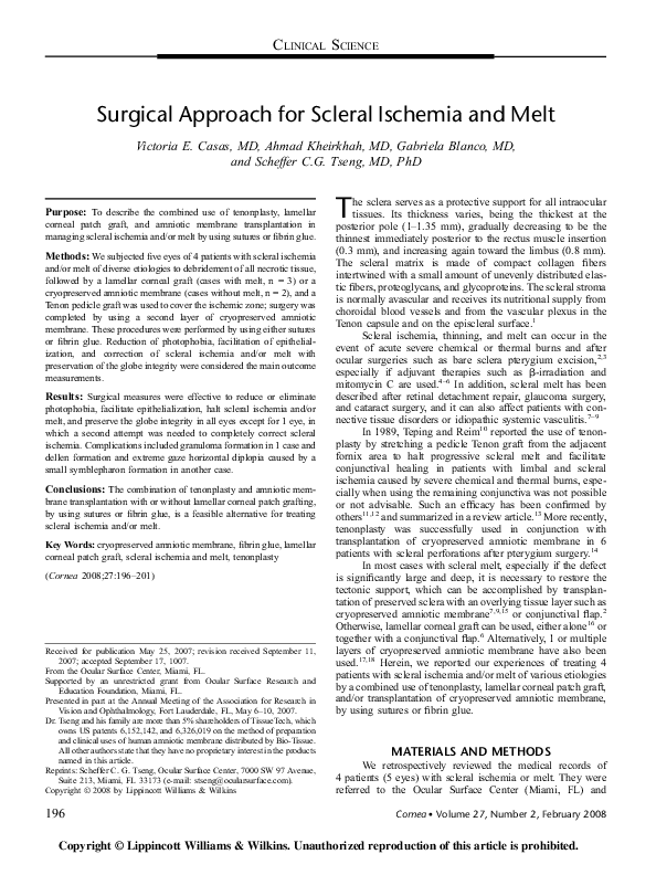 (PDF) Surgical Approach for Scleral Ischemia and Melt
