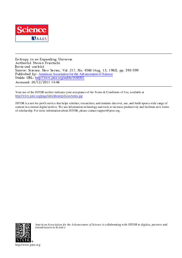 (PDF) Entropy in an Expanding Universe