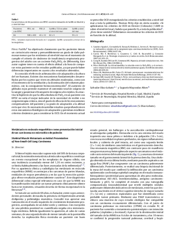 (PDF) Metástasis en músculo esquelético como presentación inicial de un ...