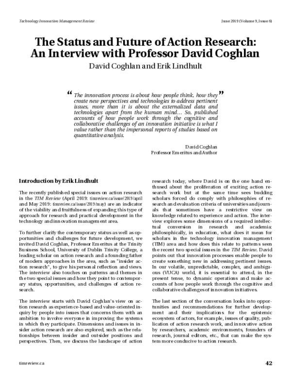 (PDF) The Status and Future of Action Research: An Interview with ...