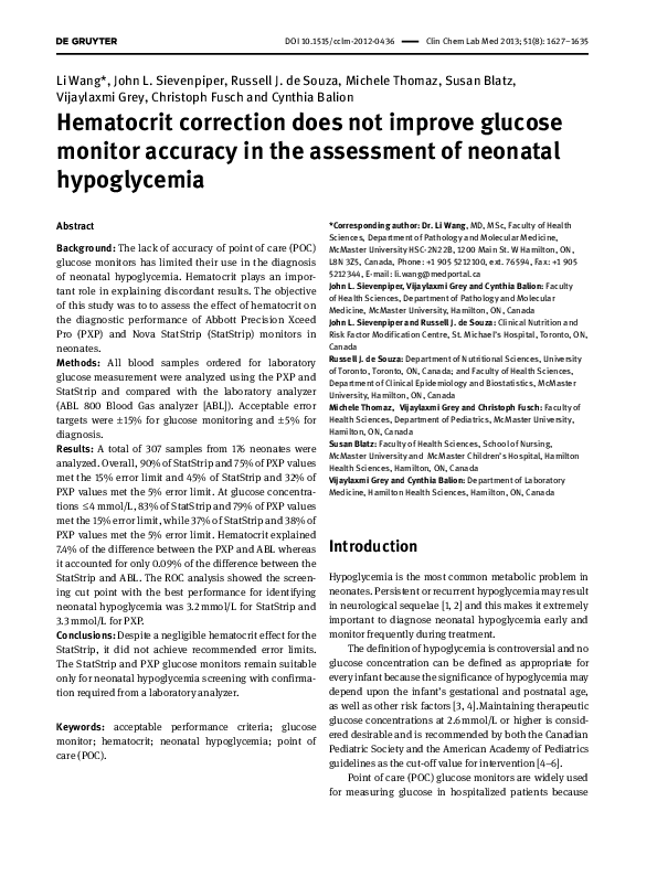 (PDF) Hematocrit correction does not improve glucose monitor accuracy ...