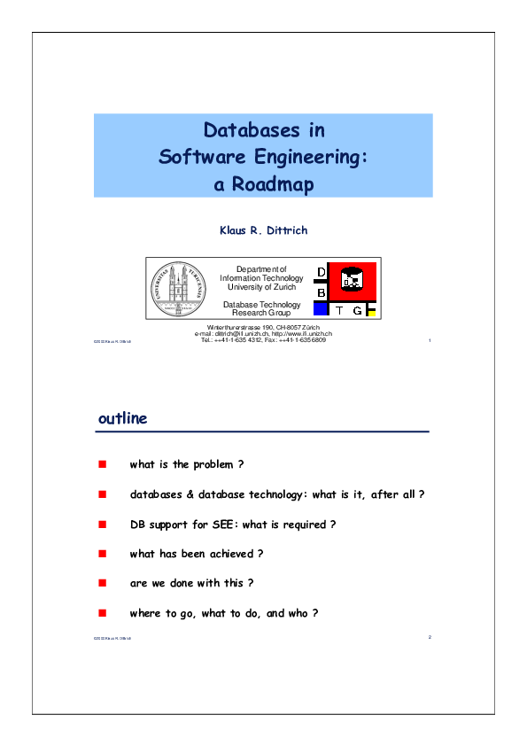 (PDF) Databases in software engineering