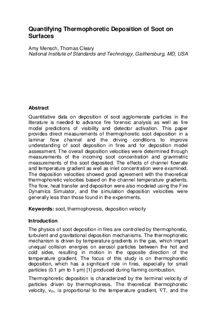 (PDF) Quantifying Thermophoretic Deposition of Soot on Surfaces
