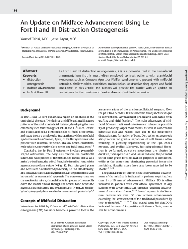 (PDF) An Update on Midface Advancement Using Le Fort II and III ...