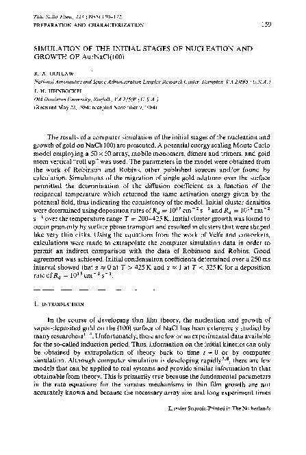 (PDF) Simulation of the initial stages of nucleation and growth of Au ...